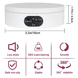 Fotoconic Motorized Rotating Display Stand, 20CM /Load 8KG, 360 Degree Electric Rotating Turntable for Photography Products, Jewelry, Cake,3D Model, Mirror Cover (Black)