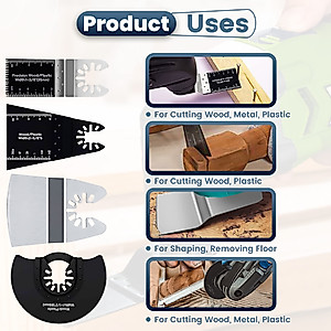 Oscillating Saw Blades | Pack of 31PCS | Multi Tool Blades Kit for Wood, Plastic, Metal and Steel | Quick Release Multitools Blades | Fit for Worx, Rockwell, Milwaukee, Bosch, Craftsman, Ryobi, Ridgid