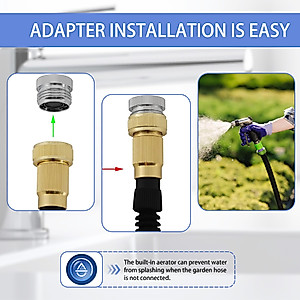 Happyreise Brass Faucet to Garden Hose Adapter with Aerator,Sink Faucet Adapter to Garden Hose for Bathroom Kitchen,3/4" GHT thread Chrome