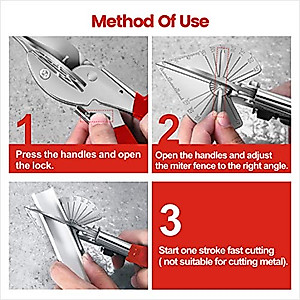 MIFUSE Miter Shears 53103 Quarter Round Cutting Tool with 45 to 135 Degree Adjustable Angle Block for Accurate Angle Cutting of Plastic, Rubber,Wood,Decorative Moldings,PVC,Tile Edges,Trim
