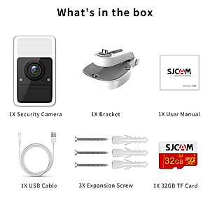 SJCAM 4MP Security Cameras Wireless Outdoor, 2K Home Camera with Spotlight, Battery Powered, Waterproof, 2-Way Audio&Siren Alarm, AI Motion Detection, Color Night Vision, with 32G TF Card (White)