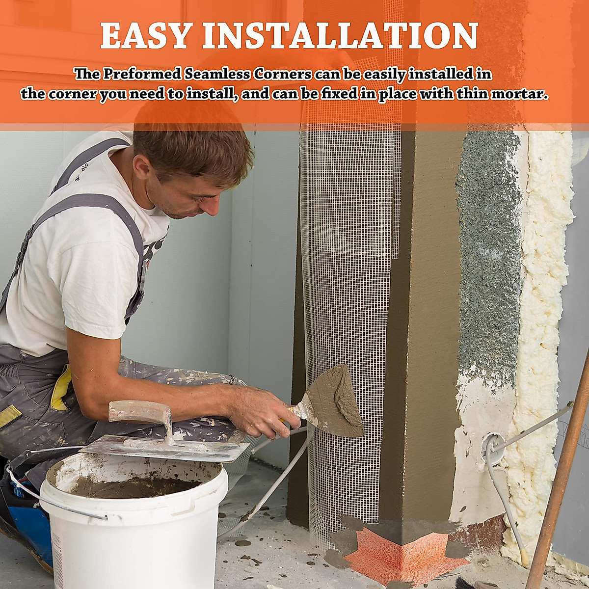 Tatuo 4 Pcs Outside Waterproofing Corner Shower Seamless Membrane Corner Polyethylene Corner for Bathtub and Steam Room