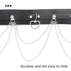 Bodiy Punk Waist Chain Belts Leather Gothic Layered Heart Love Rave Belly Body Chains Jewelry for Women Sexy (Black-1)