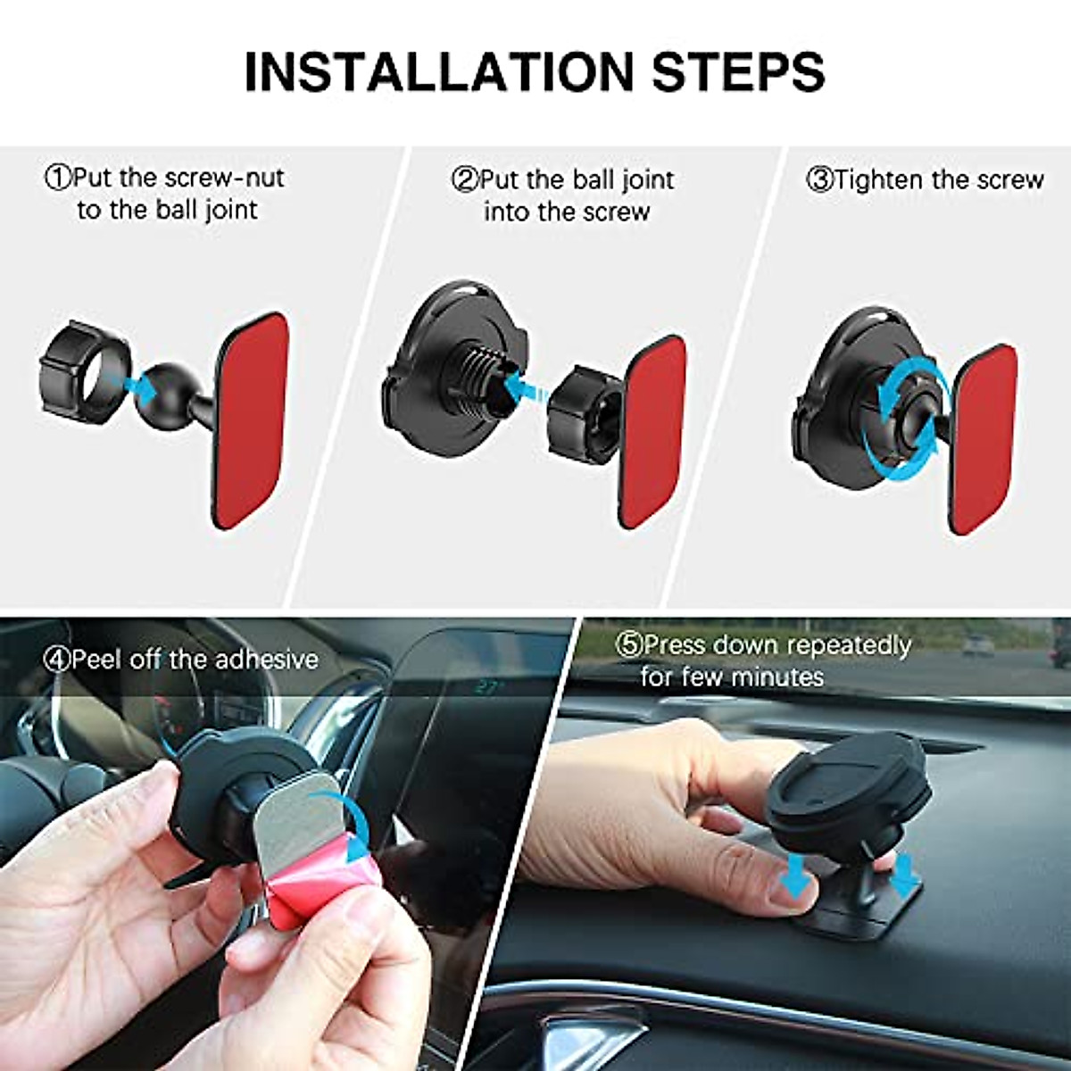 daite Socket Car Mount Car Grips Holder for Phone Stand 360 Rotation Dashboard Sticker Holder for Socket Mount Users on Car Dashboard Home Wall Office Kitchen (Rotation + Flat)
