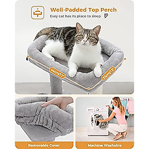 PEQULTI Cat Scratching Post Bed, Cat Scratcher with Sisal Covered Scratching Post and Pad, Self-Grooming Brush for Indoor Kittens and Cats