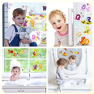 9 Pieces Alphabet Window Cling for Kids ABC Preschool Numbers Educational Peel and Classroom Stickers Removable for Kids Playroom Bedroom Nursery Living Room Decorations