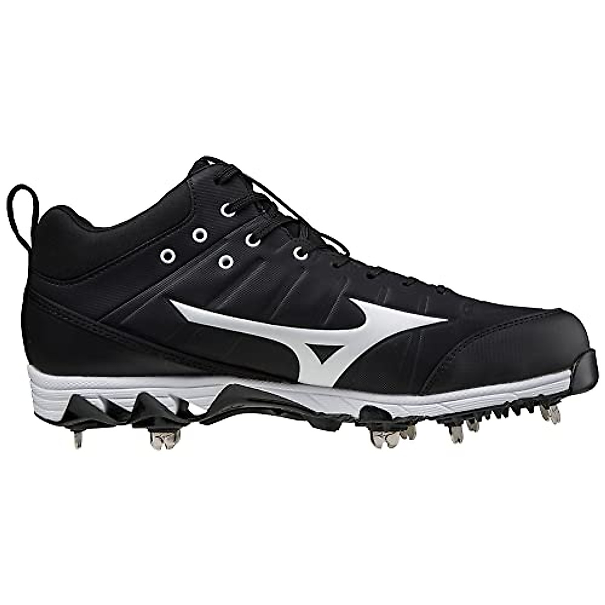 Mizuno 9-Spike Men's Metal Baseball Cleat 11 1/2, Black-White (9000)