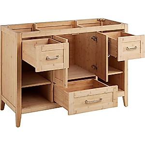 Signature Hardware 953345-48-UM-0 Burfield 49" Free Standing Single Vanity Set with Bamboo Cabinet, Vanity Top, and Oval Undermount Vitreous China Sink