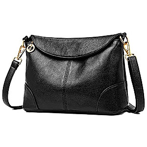 HUANLANG Crossbody purses for Women Trendy Designer Cross Body bag purses Ladies PU Leather Shoulder Bag Fashion Black Crossbody Handbags for Travel Holiday Office Daily Party Casual