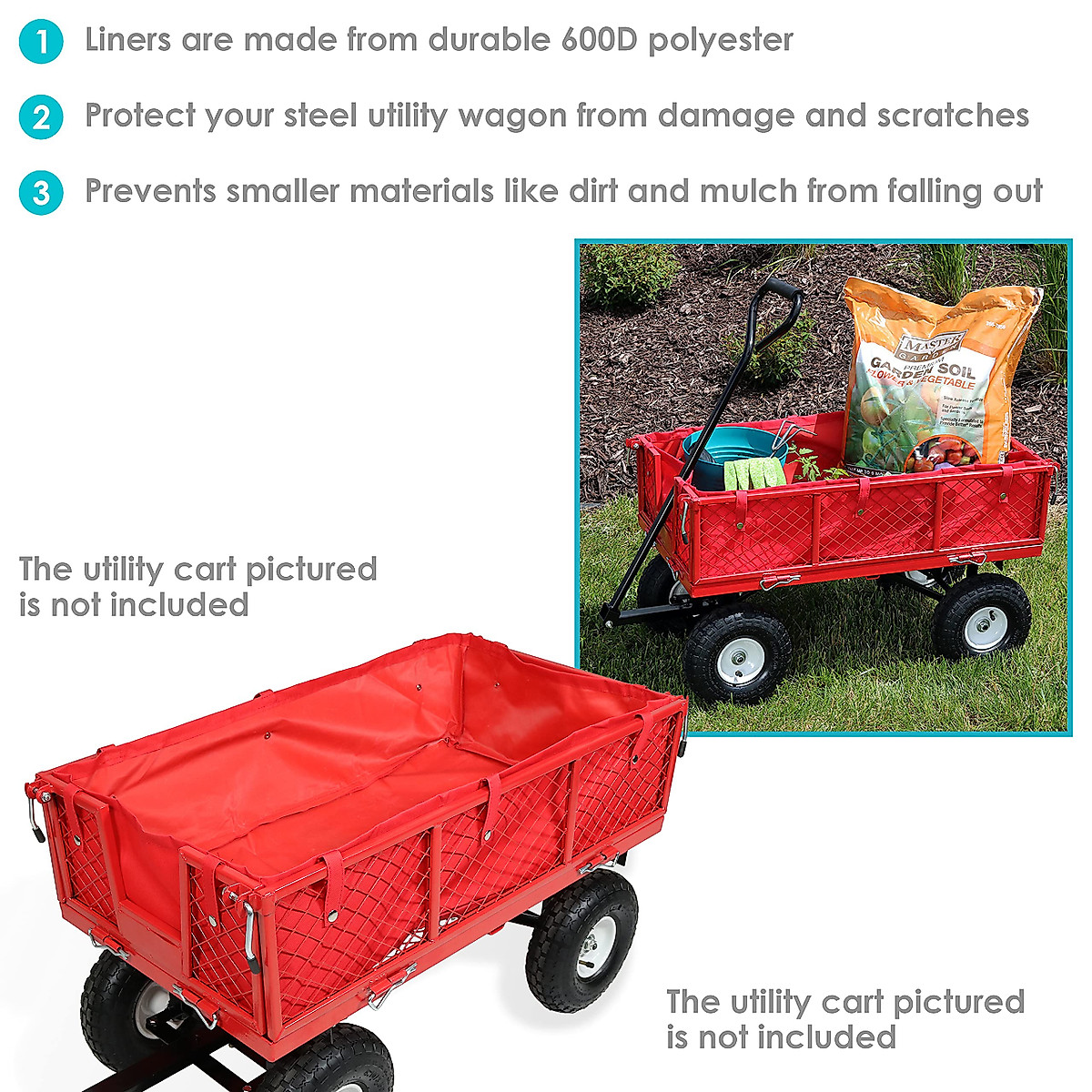 Sunnydaze Utility Cart Liner - Includes Liner ONLY