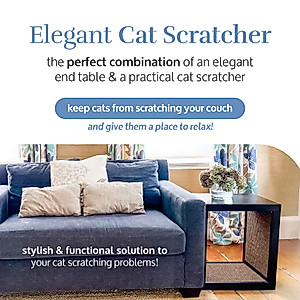 Designer Pet Products Bailey Cat Scratcher, Wooden Cat Scratcher and End Table, Sisal Scratching Furniture Post for Cats and Kittens, Interior Design Scratching Post, Espresso - Dark Wood Veneer