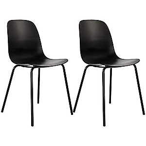thksbought Set of 2 Dining Chairs with Legs for Kitchen Living Room(Matte Black)