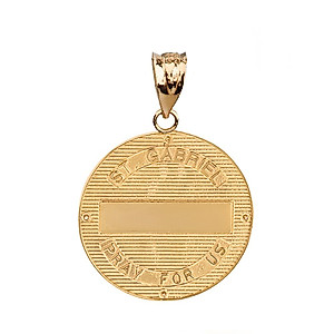 Solid 14k Gold Saint Gabriel The Archangel Diamond Round Medal Pendant (1.15")
