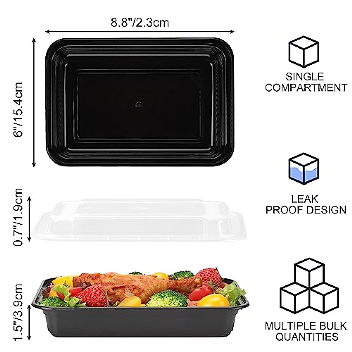 Moretoes 15 Pack 28Oz Meal Prep Containers Reusable, Disposable Food Storage, Plastic Containers for Lunch-Microwave, Freezer, Dishwasher Safe