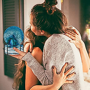 Coasters for Drinks with Holder 6 Pack,Marble Ocean Coasters for Table,Ceramic Absorb Stone Coasters with Cork Base,Housewarming Gift for Home Decor (Agate Blue)…