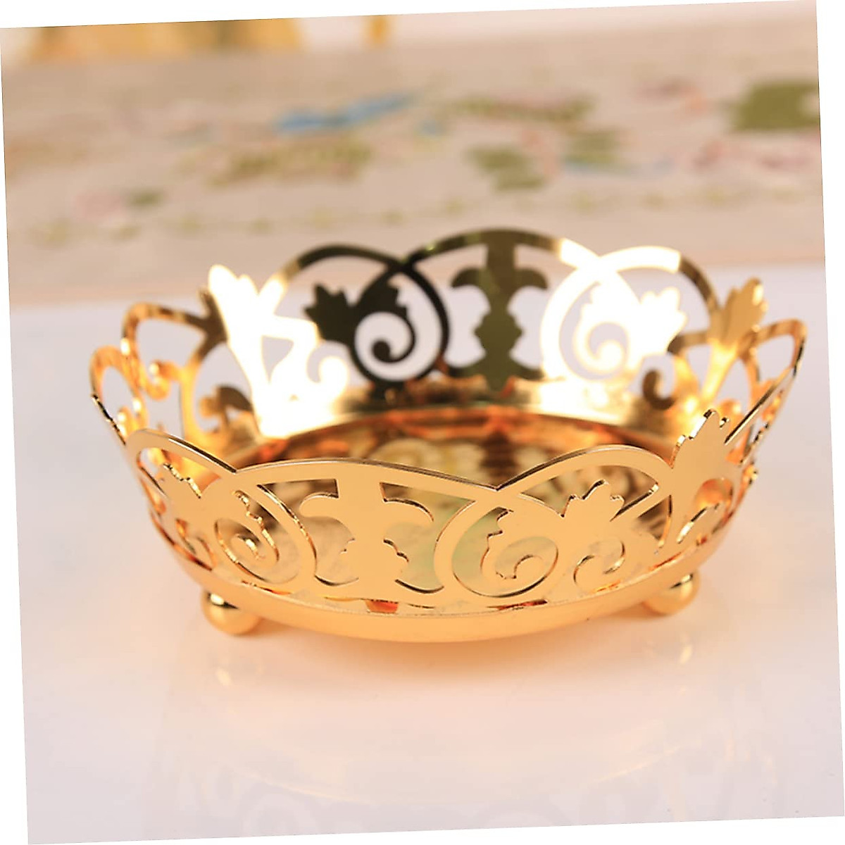 SHOWERORO Candy Dish Entryway Key Bowl Appetizer Tray Candy Nut Serving Container Dessert Serving Tray Cake Serving Plate Fruit Stand Vanity Tray Decorative Fruits Tray Iron Buffet Desk