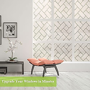 Privacy Window Film Frosted Stained Glass Door Film Decorative Static Cling UV Blocking Non-Adhesive Window Covering Stickers Tints for Home Shower Office,17.5 inches by 78.7 inches