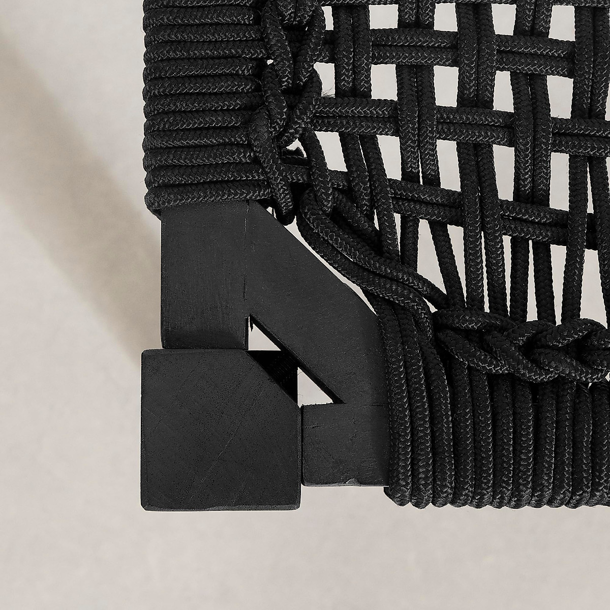 South Shore Balka Wood and Rope Bench, Pure Black