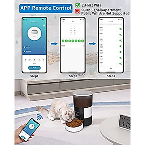 QLIFE Automatic Cat Dog Feeder: Dry Food Dispenser for Dog, Auto Pet Feeder, Portion Control Automatic Dog Feeder (Black WiFi, 3L)