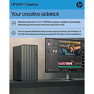 HP Envy Desktop, 12th Gen Intel Core i7-12700, 16 GB RAM, 512 GB SSD & 1 TB SATA Hard Drive, Windows 11 Pro, Wi-Fi & Bluetooth, Wired Keyboard & Mouse, Pre-Built PC Tower (TE01-3022, 2022)