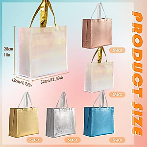 25Pcs Large Gift Bags for Present Birthday Party Wedding Reusable Gift Bag Gold Rose Gold Blue Silver Giant Gift Bags Cloth Non-woven Fabric Gift Bags Bulk for Christmas Present Wrapping Big Size 12.59 x 4.72 x 11 Inch