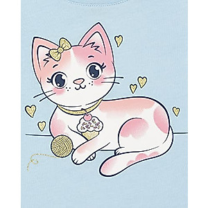 The Children's Place baby girls The Children's Place and Toddler Short Sleeve Graphic T- 2-pack T Shirt, Cat, 5T US