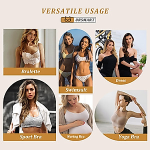 URSMART 6 Pairs Round Bra Inserts Pads, Removable and Washable Bra Cups Inserts for Bikinis Top Swimsuit Sport Bra (A/B Beige White)