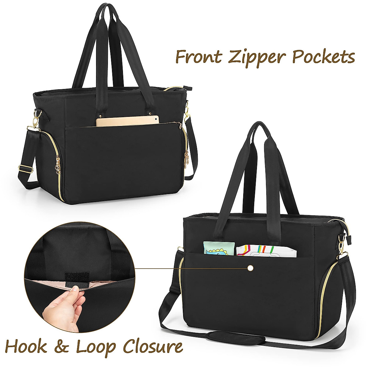 CURMIO Breast Pump Bag Compatible with Spectra S1, S2 and Medela, Work Pumping Tote with Laptop Sleeve for Breastfeeding Moms, Black (Empty Bag Only)