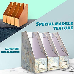 Magazine File Holder with Golden Marble Design 2 Pack, Premium Document Storage Box, Book Bin, Desk File Rack, Perfect for A4 Size Document, Office Folder, Newspaper Tray