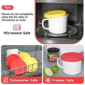 PUREKRA Silicone Lids for Corningware 20 Ounce Mug, 4 Pack Reusable Cover, (Mug NOT Included) Dishwasher, Microwave and Freezer Safe (Yellow & Red)