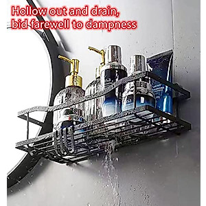 NEFISE 3 Pack Corner Shower Caddy Shower Shelf Adhesive Shower Rack with Hooks,Shower Organizer for Bathroom Toilet Kitchen, Shower Storage for 90° Wall (3-PACK)