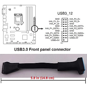 HOXIBSL USB 3.0 Header Splitter Extension Cable,Motherboard USB 3.0 Internal hub Splitter,19/20 Pin 1 to 2 Y Type Cable - DIY Products 5.8 in
