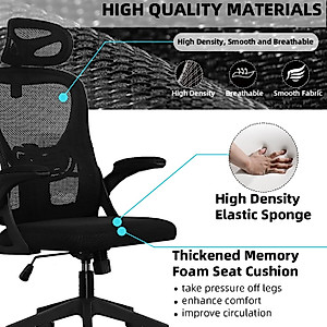 Ergonomic Mesh Office Chair Swivel Computer Desk Chair Home Office Seat Headrest, Black