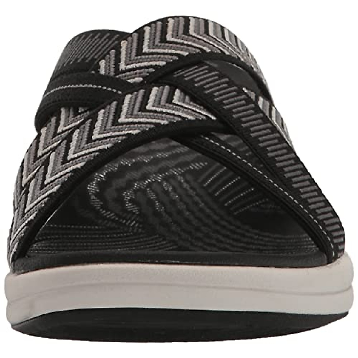 Clarks Women's Mira Grove Flat Sandal, Black Textile, 6