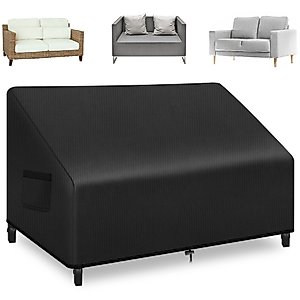 Miuwauer Patio Loveseat Cover Waterproof 60" Wx34 Dx30 H Outdoor Couch Cover Heavy Duty with Air Vent Patio Furniture Covers for 2-Seat Couch Sofa Loveseat Lawn Garden, Black