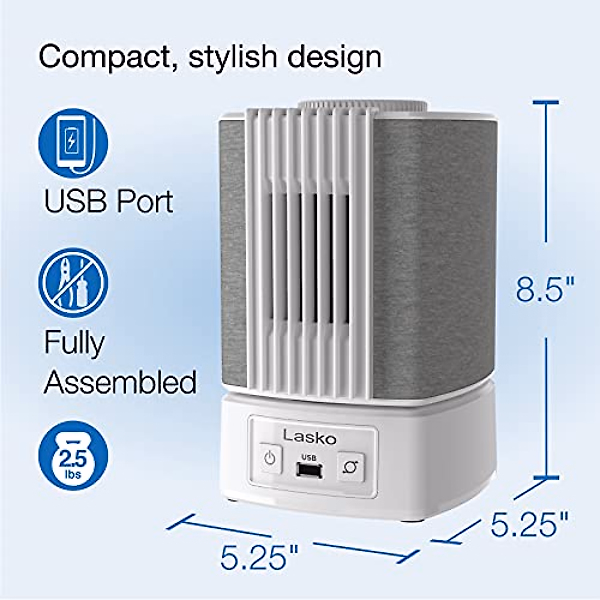Lasko SB101 SlumberBreeze 2-in-1 Small Table Fan and White Noise Machine for Better Sleep in the Bedroom and Focus in the Home Office, White