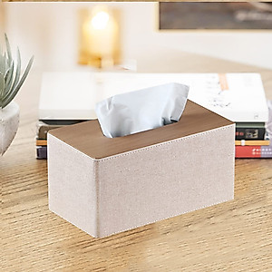 Tissue Box Cover,PU Leather Rectangular Tissue Box Holder,Napkin Dispenser,Decorative Holder/Organizer for Bathroom Vanity Countertop, Nightstand, Coffee Table, Home,Car