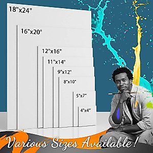 Painting Canvas Panels 8x10 inch 12 Pack, Flat Canvases for Painting 8oz Triple Primed 100% Cotton Acid-Free Blank Art Paint Canvas for Acrylic Oil Watercolor Tempera Paints