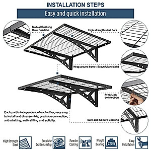 Sanhang 2-Pack 2x3ft Garage Storage Rack, Suitable for Garage, Storage Room Wall-Mounted Storage Shelf, Black