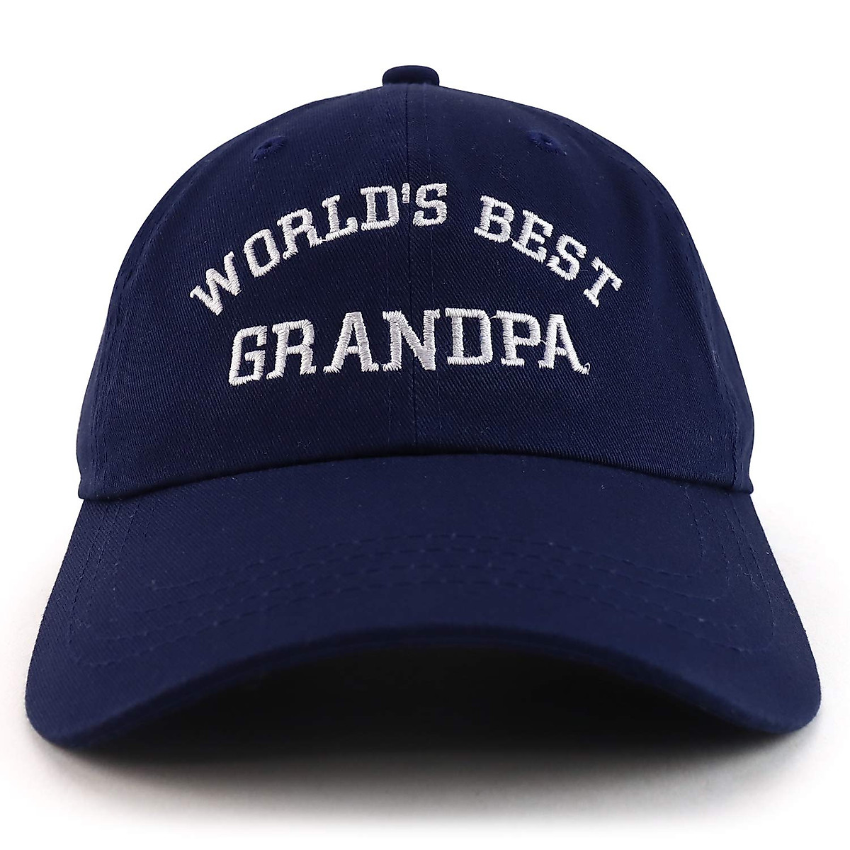 Trendy Apparel Shop World's Best Grandpa Embroidered Low Profile Soft Cotton Dad Hat Cap - Navy