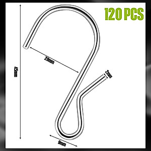 Yaocom 120 Pcs 1.7 Stainless Steel S Hooks for Hanging Christmas Ornament S Hooks Silver Small S Shaped Hooks Metal Wire Display Hooks for Hanging Xmas Stockings Jewelry Kitchen Utensils