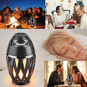 Tioneger Flame Outdoor Bluetooth Speakers, LED Table Lamp Speaker, Flame Light Speaker, Portable Wireless Waterproof Outdoor/Indoor LED Flickers Speaker with Handle, Gifts for Men (A1)