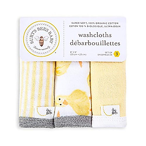 Burt's Bees Baby Washcloths, Absorbent Knit Terry, Super Soft 100% Organic Cotton