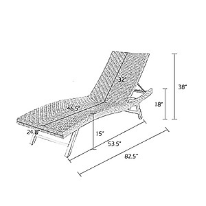 Iwicker Outdoor Aluminum Chaise Lounges, Patio Wicker Lounge Chairs with 4 Position Adjustable Backrest and Wheels, Set of 2, Brown, IW350