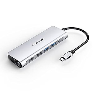 LENTION USB C Hub with 4K HDMI, SD 3.0 Card Reader, Gigabit Ethernet, Charging, USB 3.0/2.0 & Aux Port Compatible MacBook Pro, New Mac Air/Surface, More, Stable Driver Adapter (CB-C69, Silver)