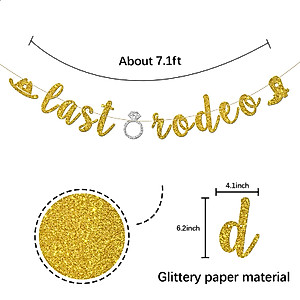 INNORU Last Rodeo Banner, Bride to Be Party Decorations, Western Cowgirl Bridal Shower Bachelorette Party Decorations, Gold Glitter