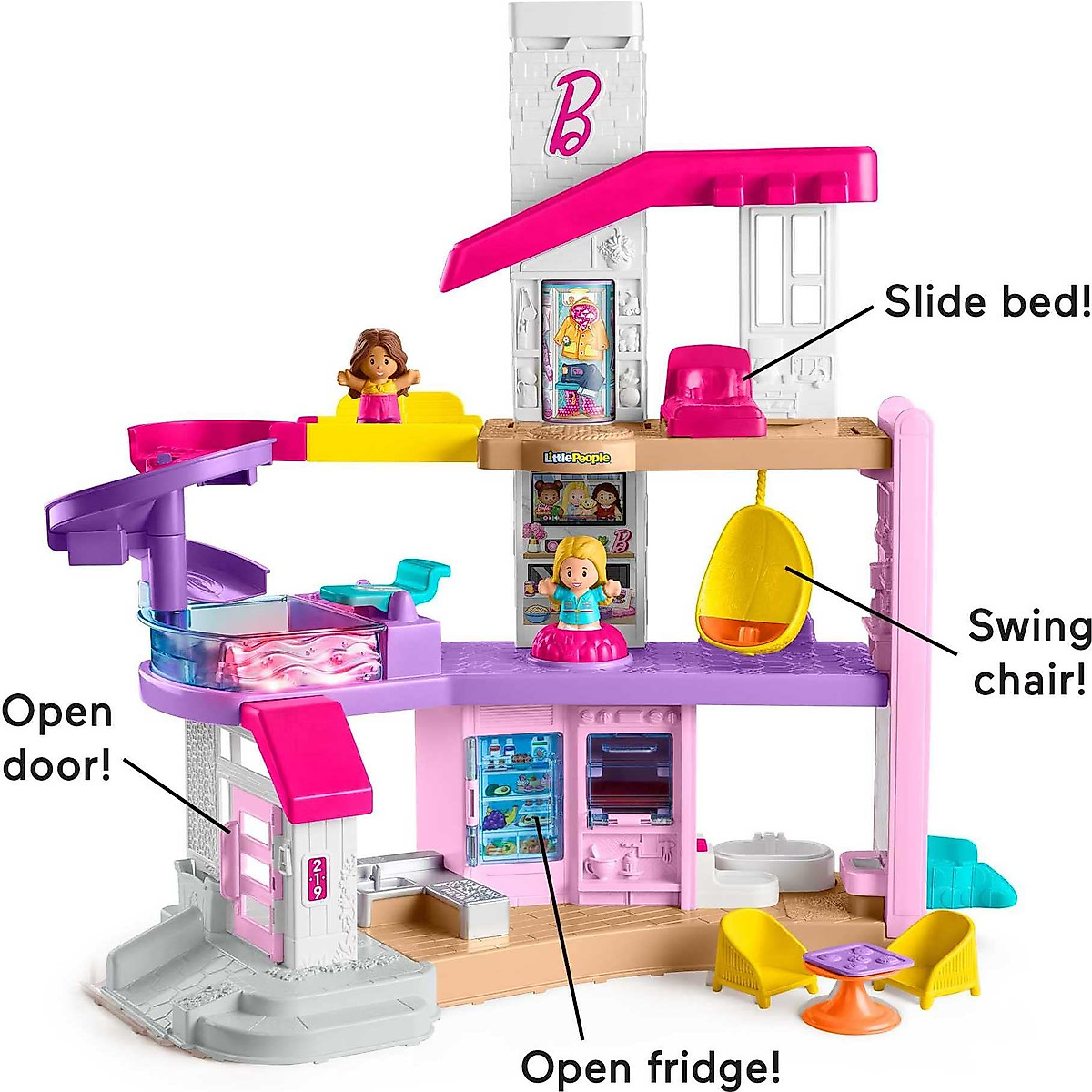 Fisher-Price Little People Barbie Toddler Toy Little DreamHouse Playset with Music Lights & Figures for Pretend Play Kids Ages 18+ Months​