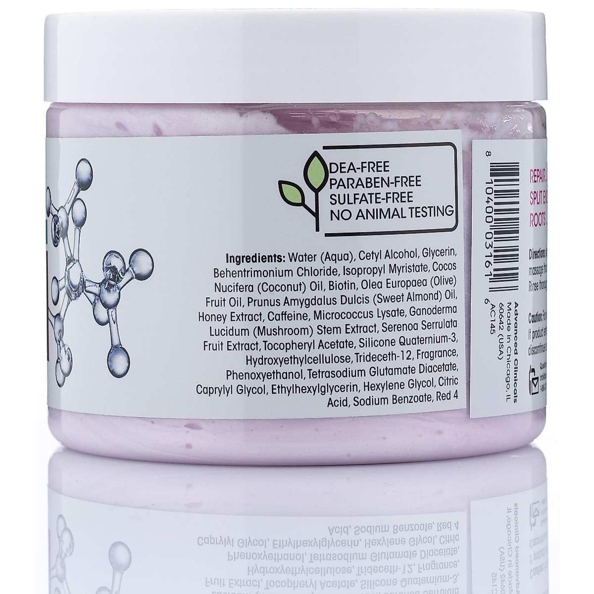 Advanced Clinicals Biotin Hair Treatment Anti-Breakage Repair Hair Mask. Strengthen Broken, Color-Treated Hair W/Repairing Deep Conditioner Manuka Honey & Caffeine, Hydrating Mask Restores Weak Hair
