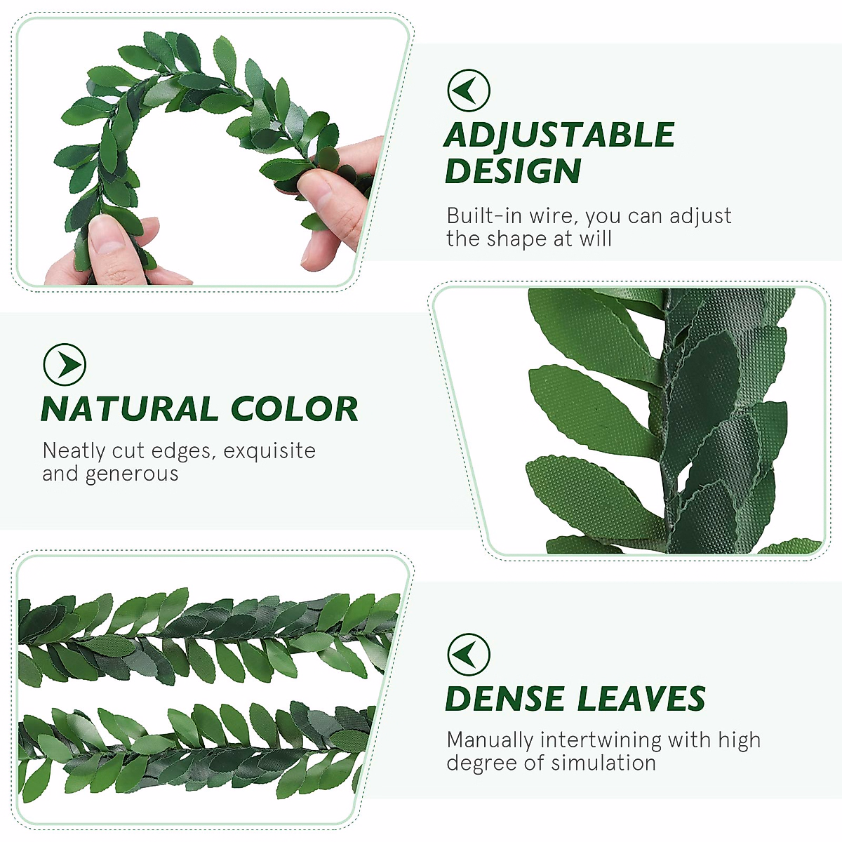 LIOOBO Yards Green Vines Garland Artificial Ivy Garland Foliage Green Leaves Fake Vine Leaf Hanging Plants for Wedding Party DIY Green Leaves Headband Headbands Vines- Garland