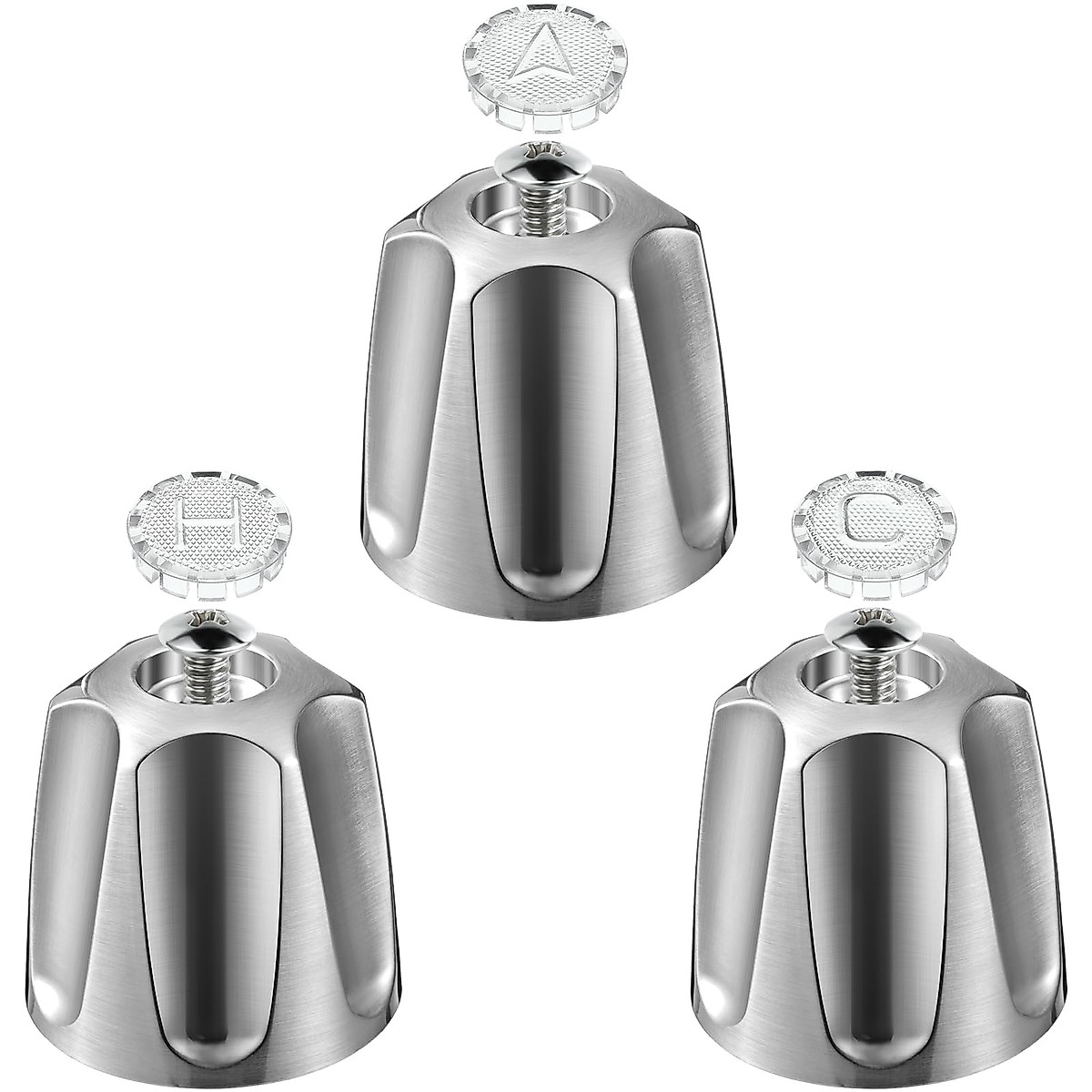 Dreyoo 3 Piece Shower Knob Replacement Compatible with Price/Pfister Verve Tub Shower, Bathtub Faucet Handle Remodel Trim Kit Include 1 Hot 1 Cold 1 Diverter and 3 Screws(Brushed Nickel)